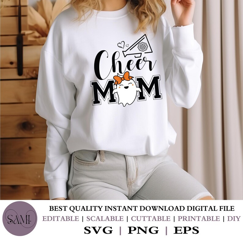 Cheer Mom SVG Cute Ghost PNG Halloween Decor Digital Download - Etsy