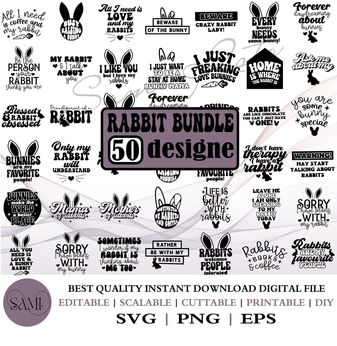 Rabbit Svg Bundle Cricut Rabbit Png Bundle Rabbit Shirt Design Bundle ...