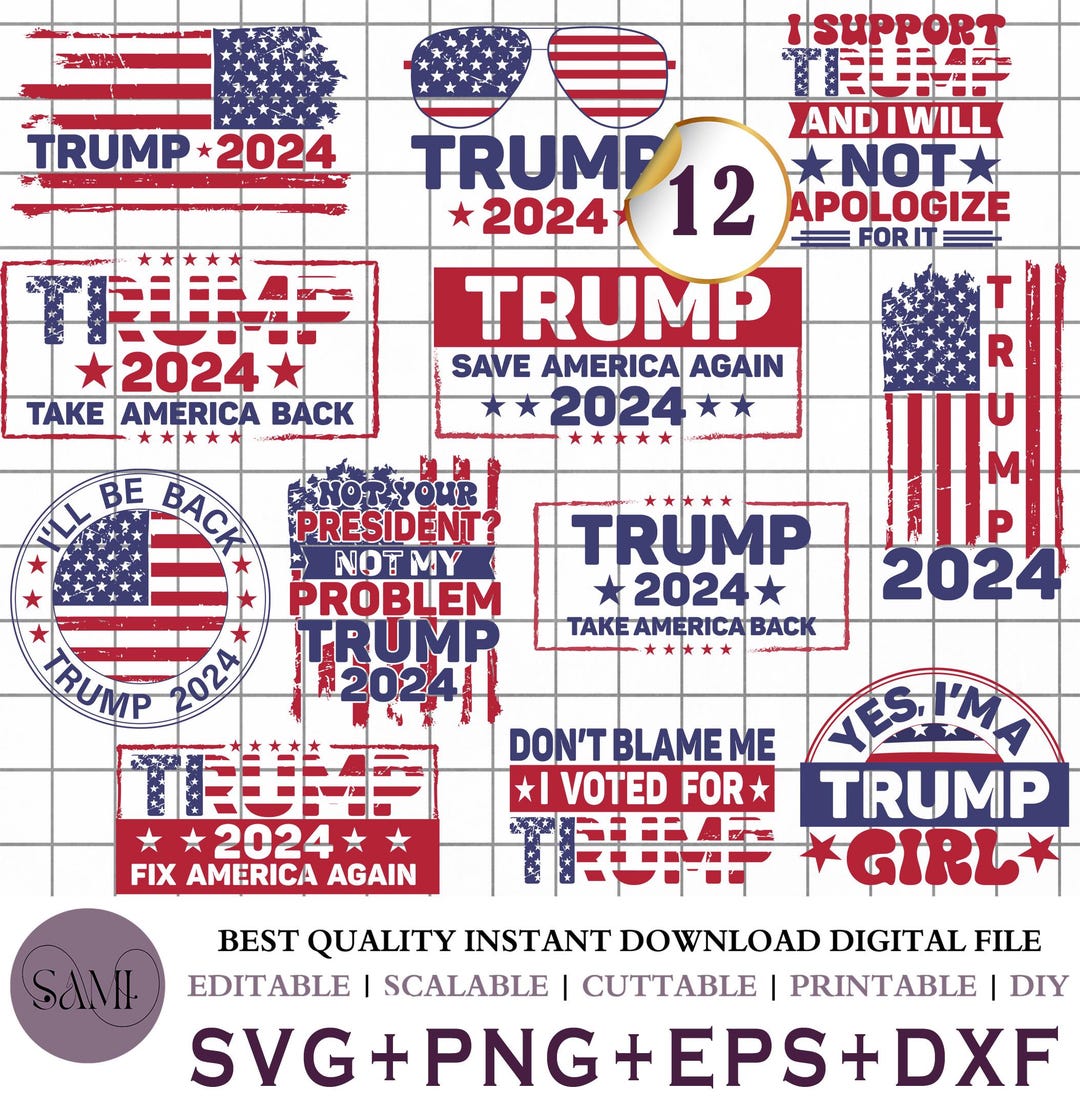 Trump SVG Bundle 12 Unique Trump SVG Files for Cricut and Silhouette ...