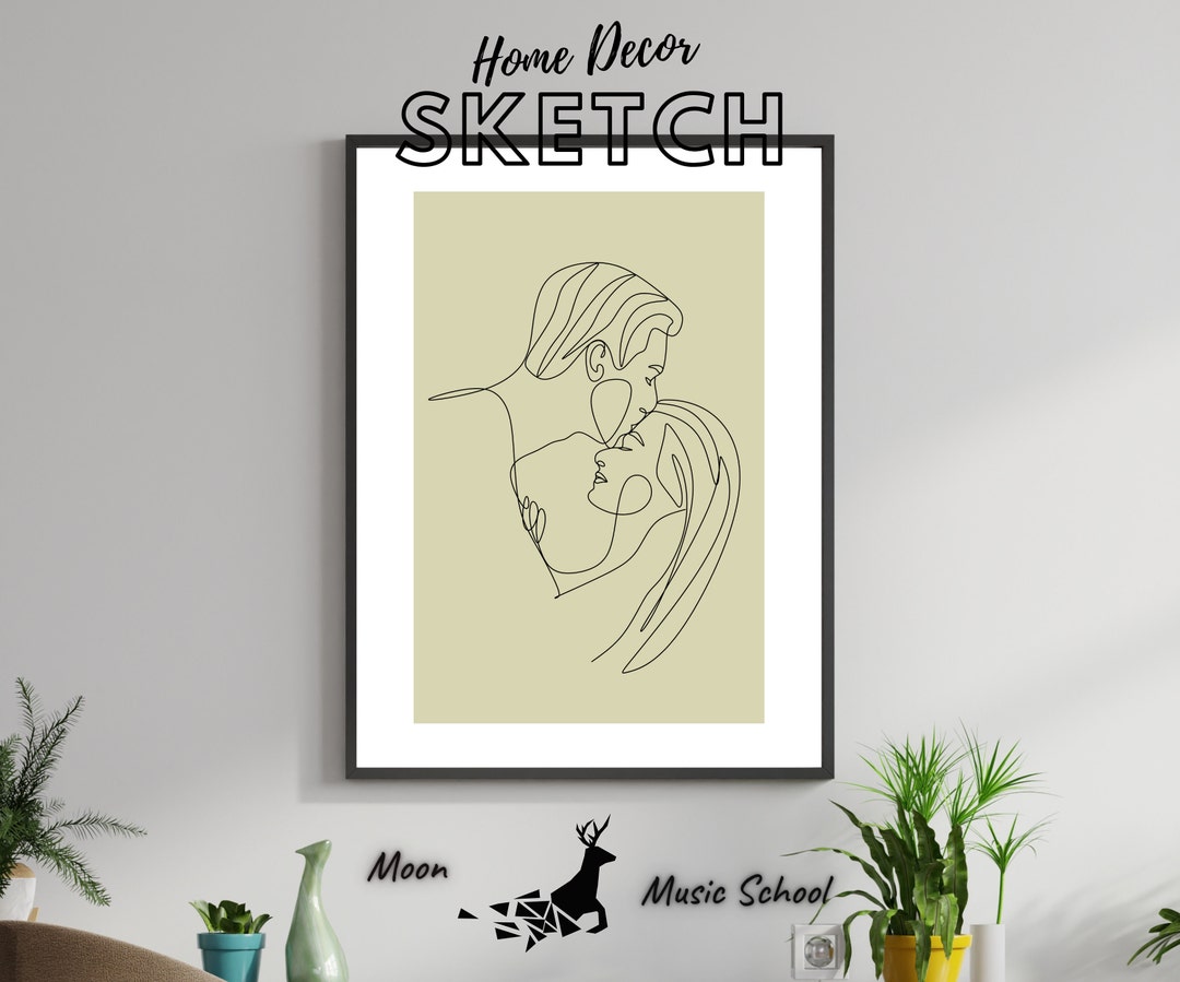 Home Decor Sketch, Wall Decor, Printable Home Decor, Digital Printable ...