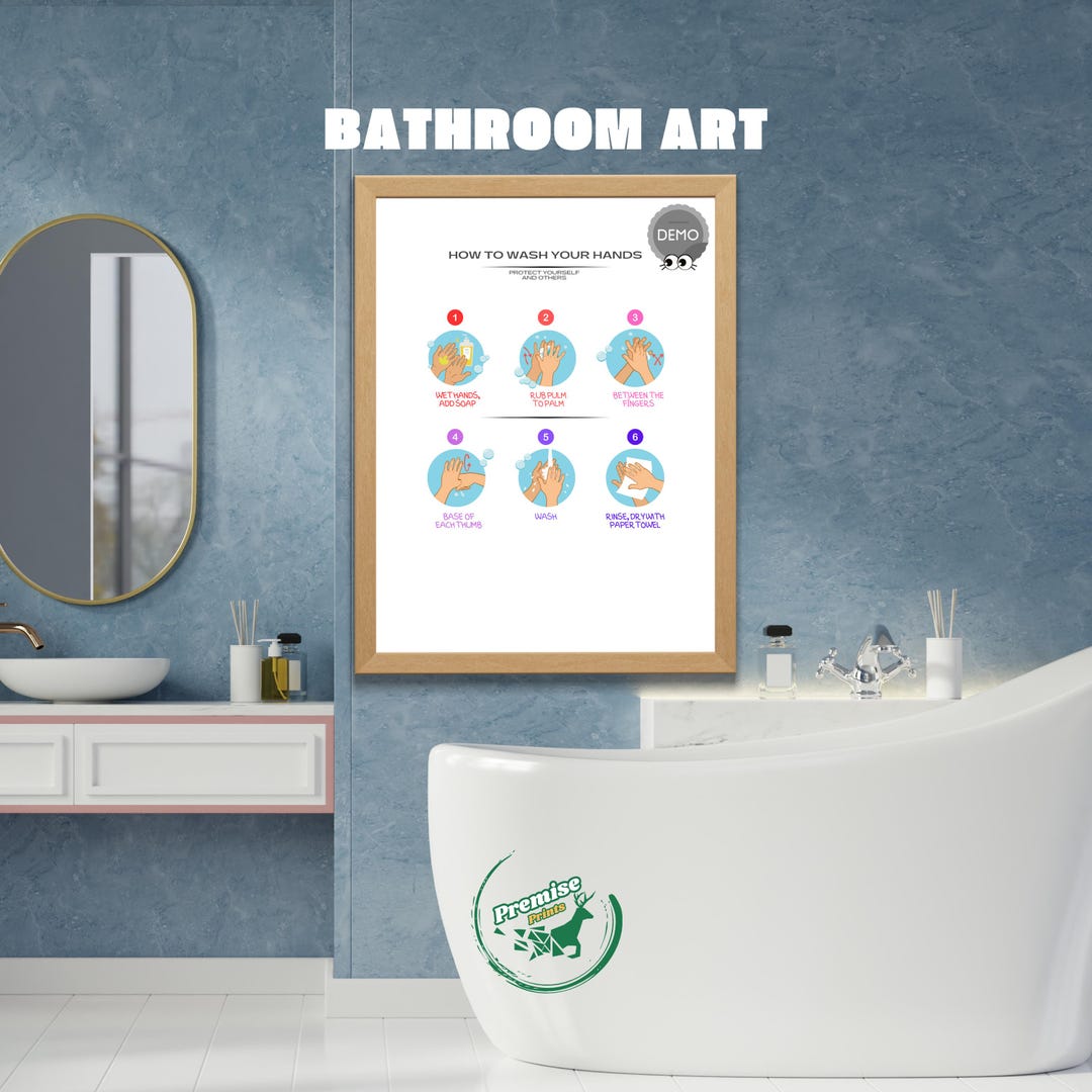 Wash Your Hands Printable Sign, Minimal Bathroom Sign, Restroom Poster ...