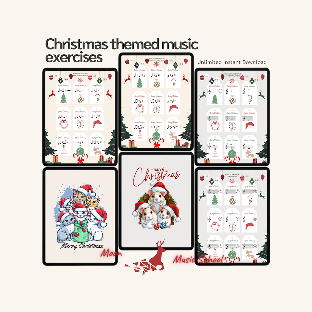 6 Products Christmas-themed Music Exercises, Printable Christmas Music ...