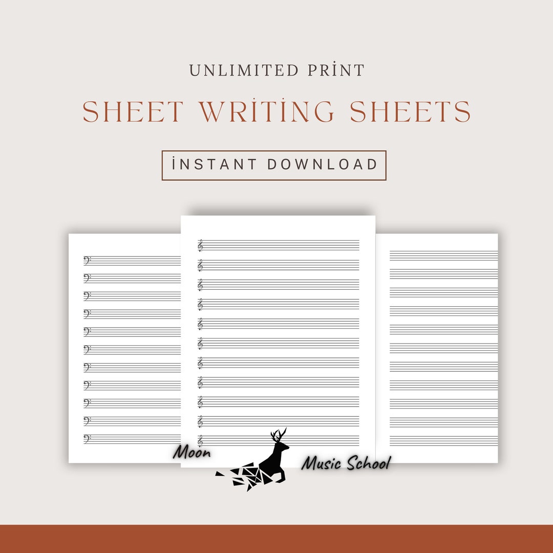 Pack of Sheet Music Sheets, Unlimited Print at Home Staff Paper, Ledger ...
