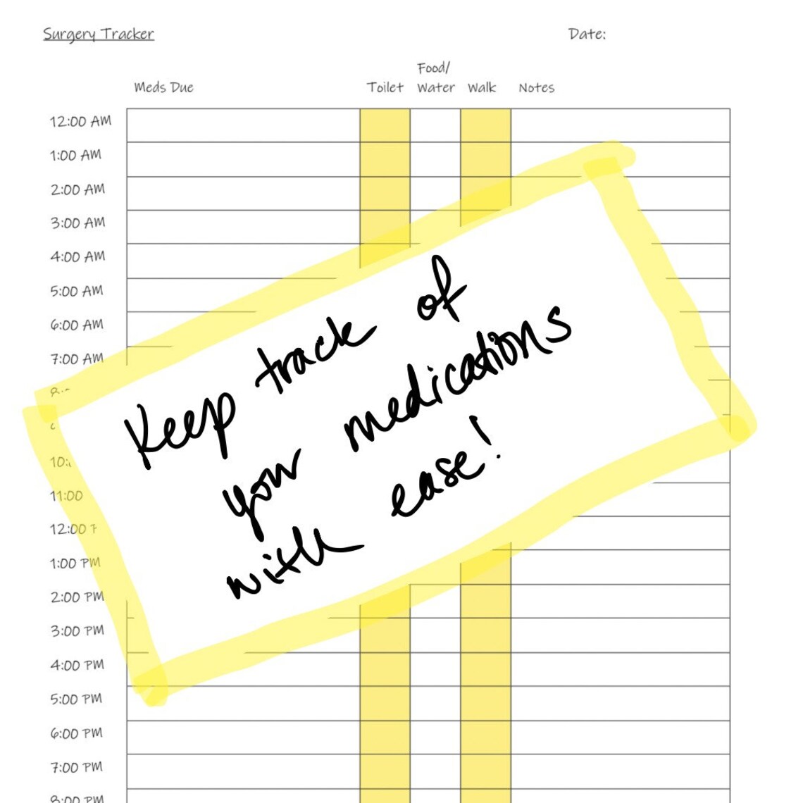 Surgery Care Plan Tracker - Etsy