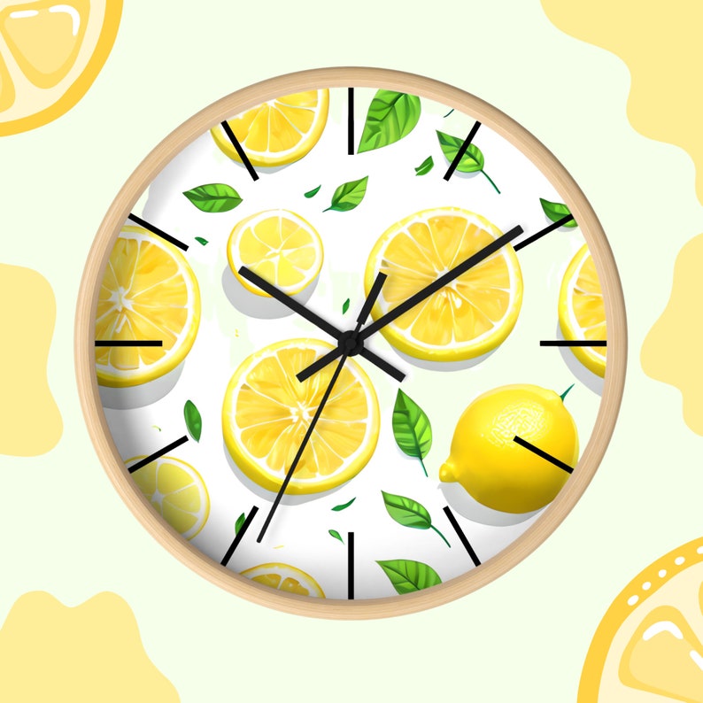 Citrus Splash Kitchen Wall Clock Lemon Design - Etsy