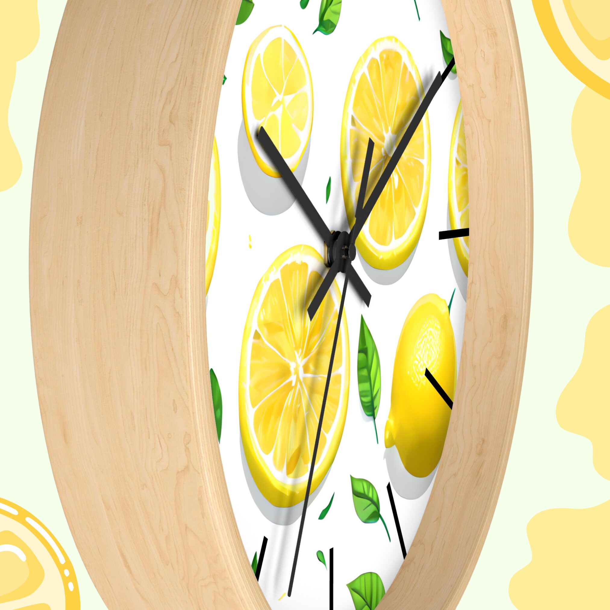 Citrus Splash Kitchen Wall Clock Lemon Design - Etsy