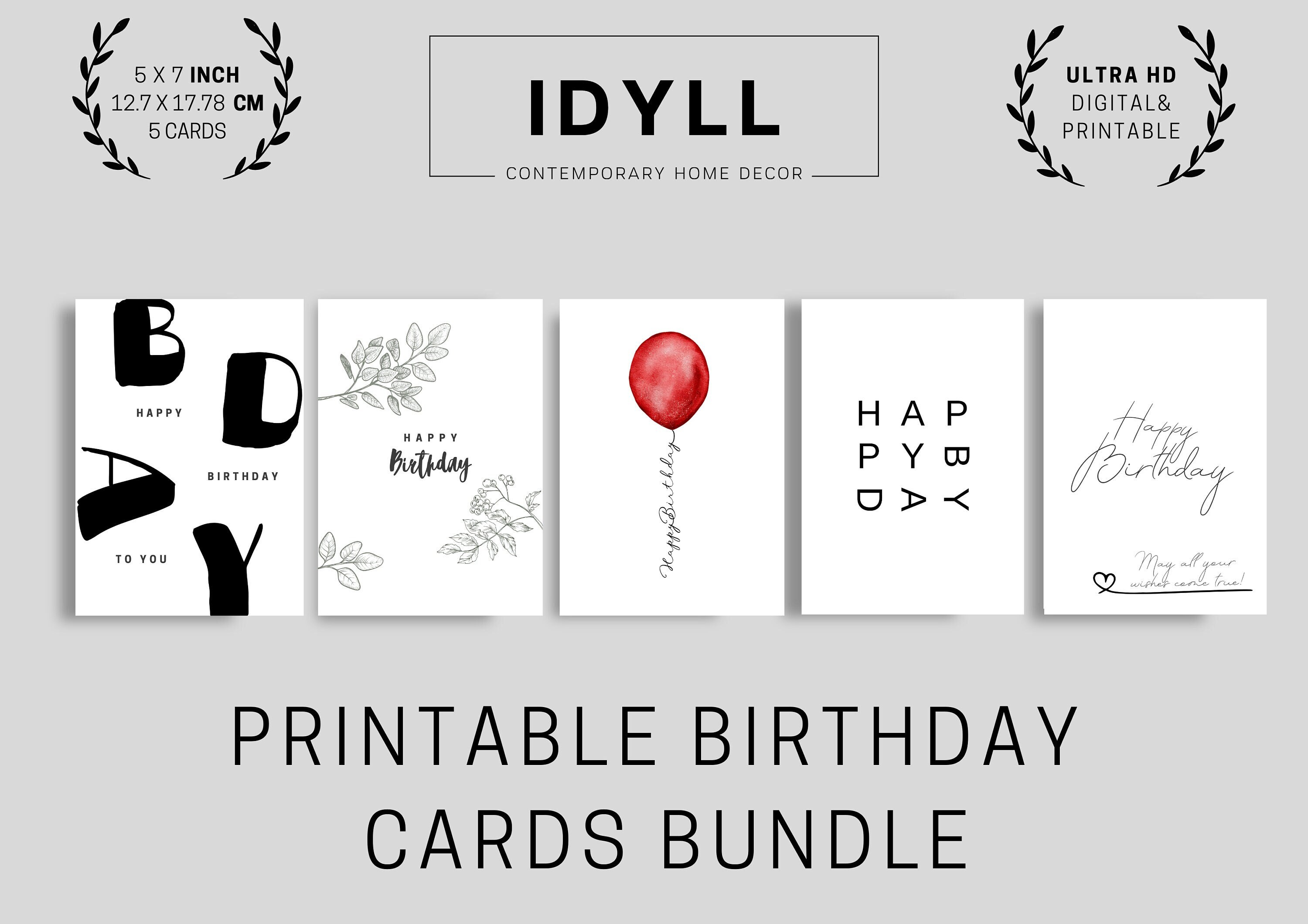 ULTRA HD Printable Birthday Card Pack Bundle Greeting - Etsy