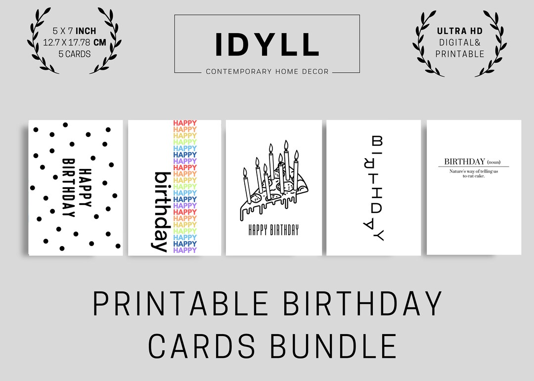 ULTRA HD Printable Birthday Card Pack Bundle | Greeting Random Cards ...