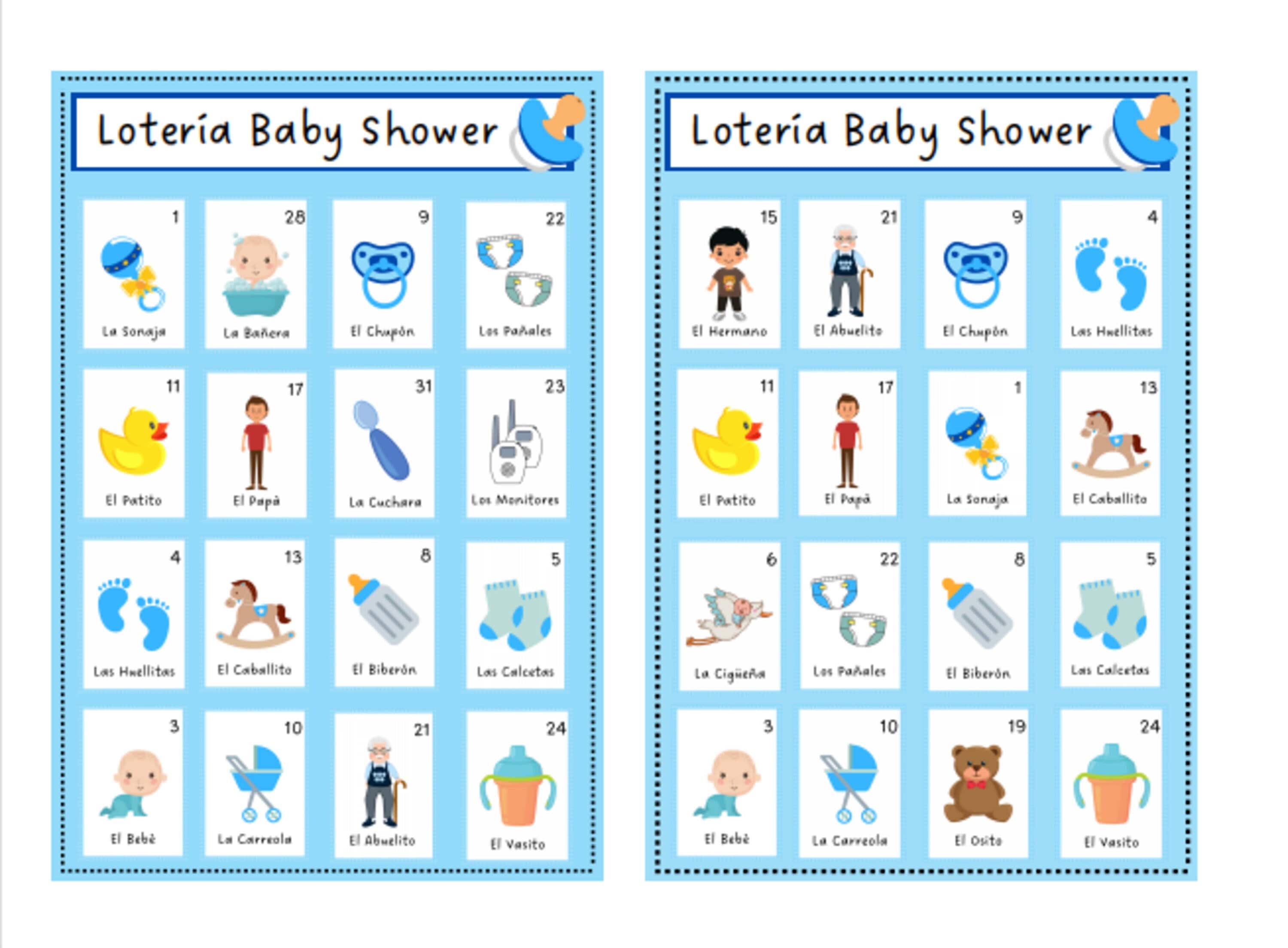 Printable Instant Download Bingo Baby Shower En Español Games - Etsy