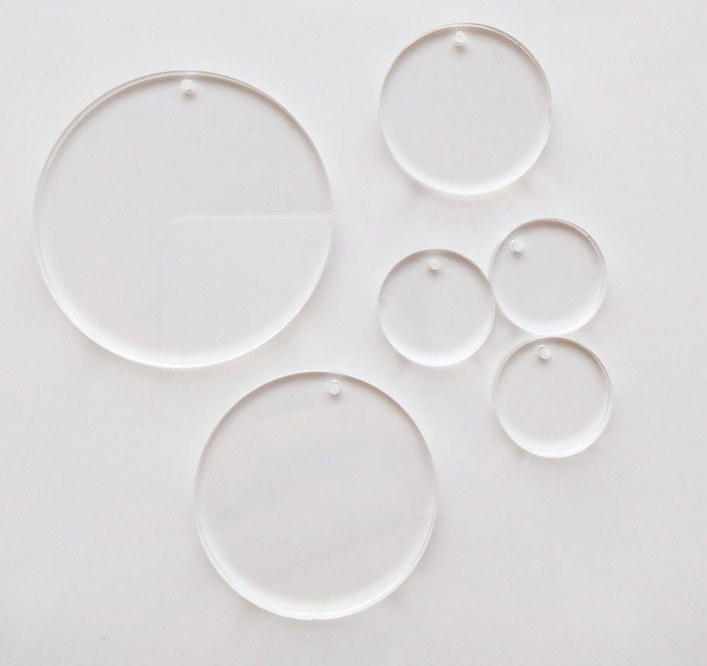 1/8" (3mm) Clear Acrylic Discs With or Without Hole, X-mas Ornament, 2 ...