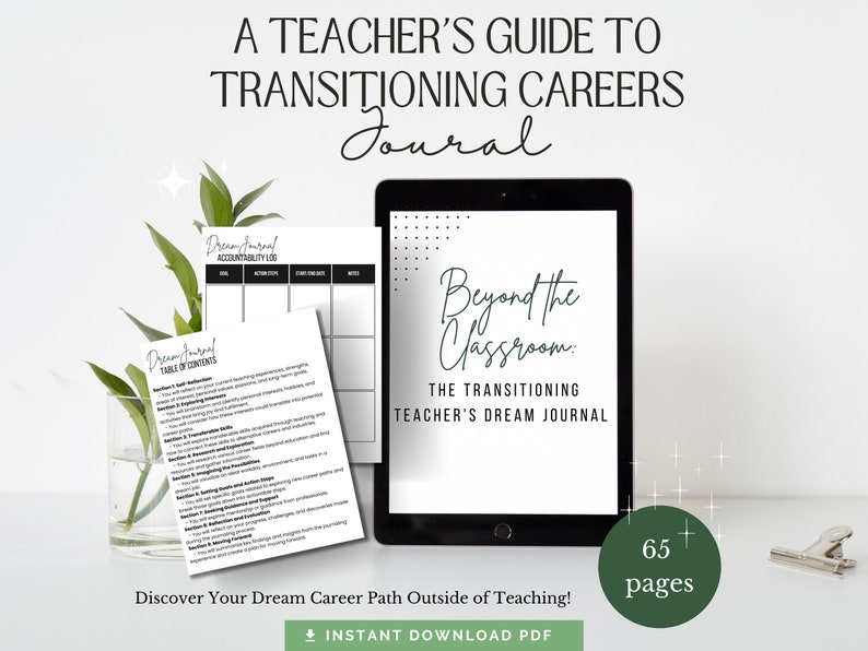 Transitioning Teacher's Career Journal | Career Planner | Printable ...