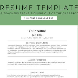Transitioning Teacher Resume Template & Cover Letter| Propel Your ...