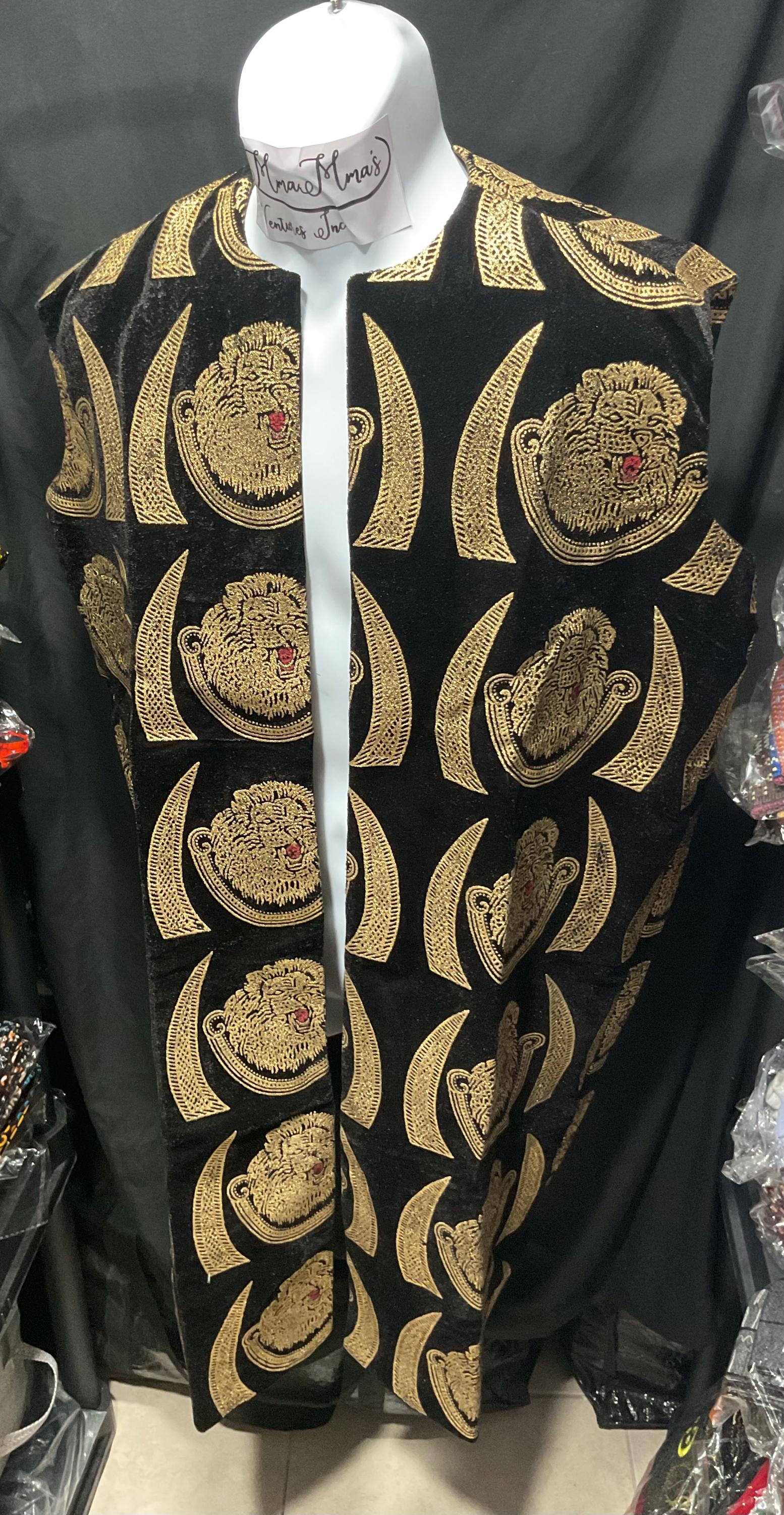 Isi Agu Velvet Outfit: Igbo Tiger Head Vest, African Wedding Attire - Etsy