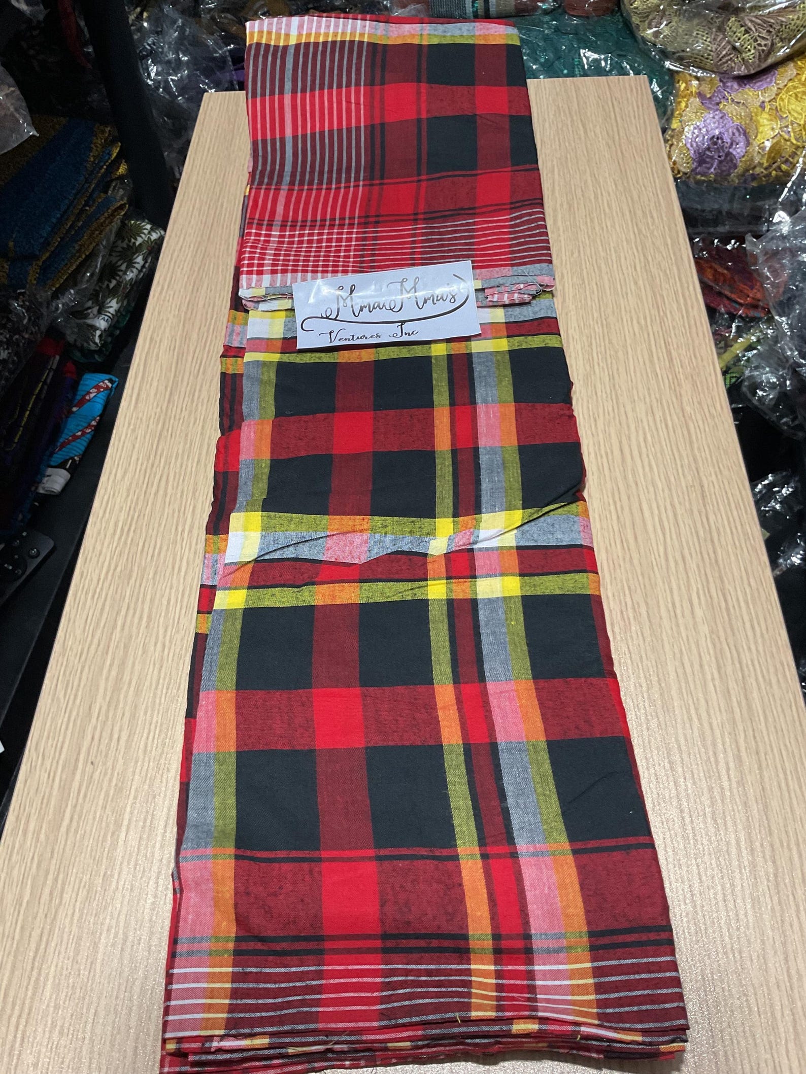 African George Fabric Wrappers, Red Black Plaid Print, 6 Yards - Etsy