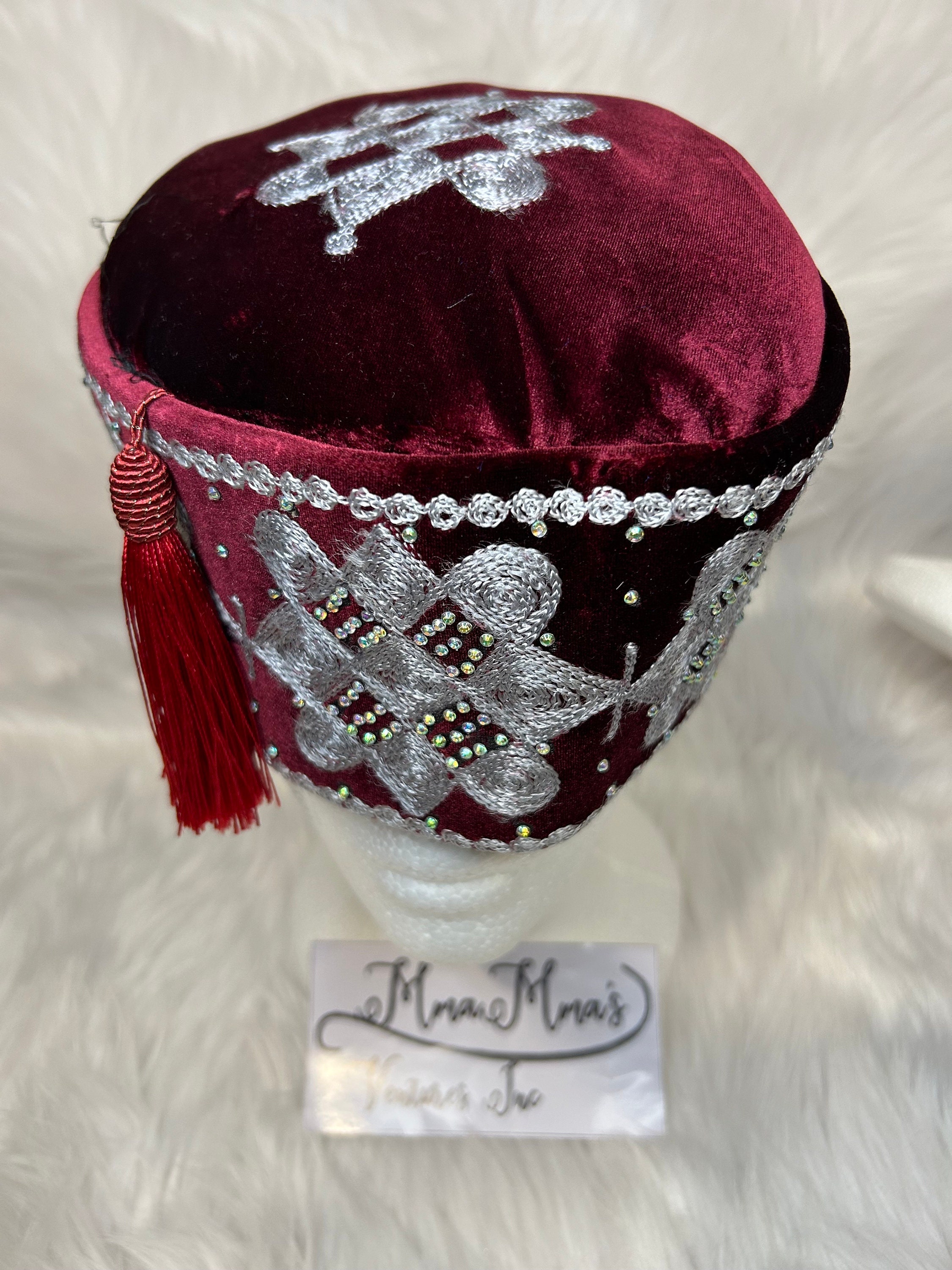 Beaded Ozo Cap Velvet/suede Igbo Cap, Nigerian Men Hat, African Men Hat ...