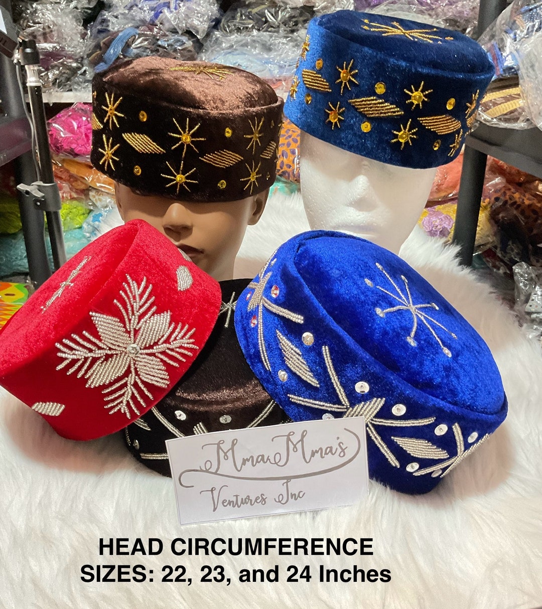 Beaded Ozo Cap Velvet/suede Igbo Cap, Nigerian Men Hat, African Men Hat ...