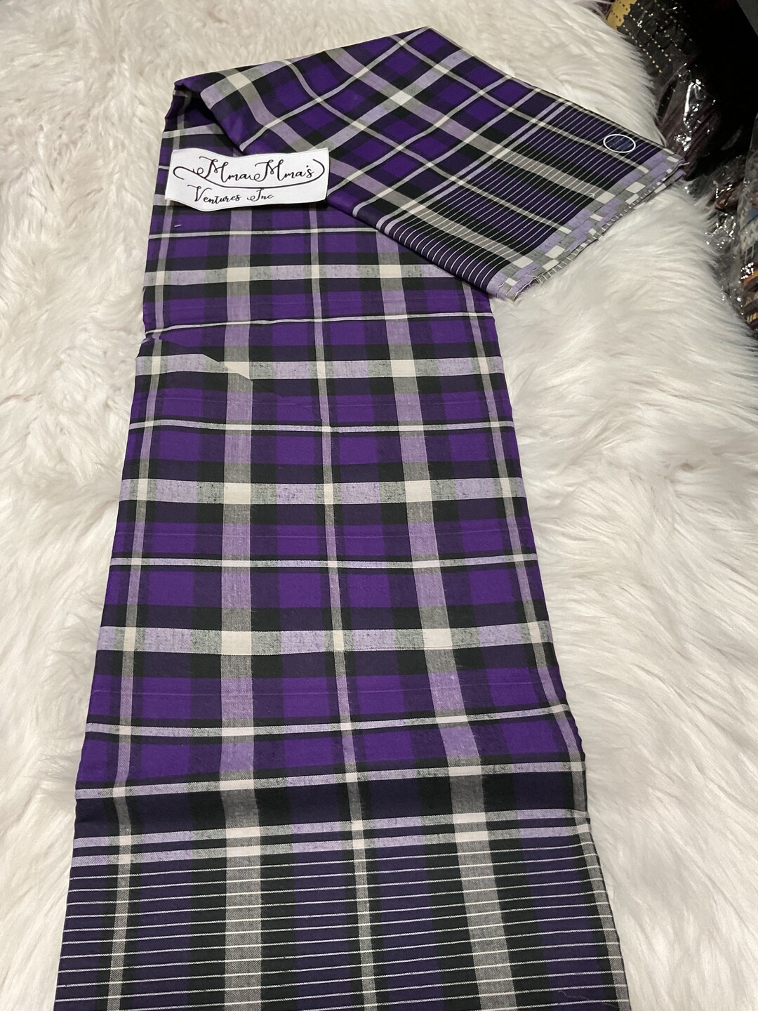 Purple Plaid George Fabric: Nigerian Lace Wrapper, 8 Yards - Etsy