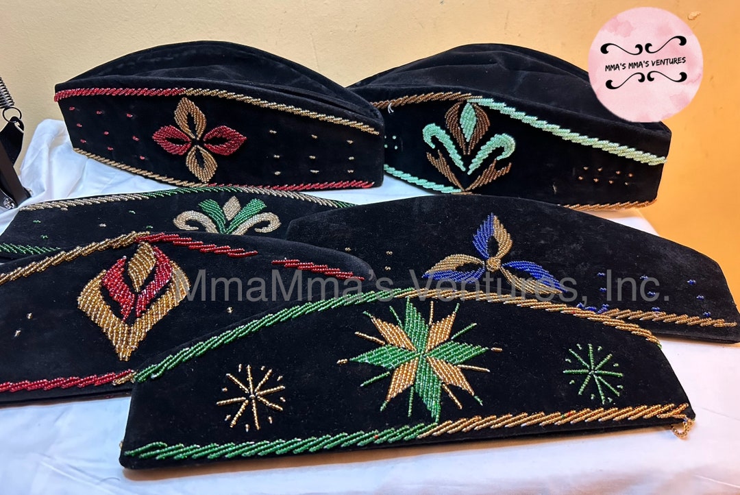 Beaded Efik/ibibio/calabar Hat for Men. Chieftaincy Hat Traditional Hat ...