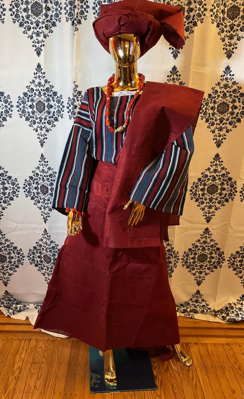 Vintage Etu Aso Oke, 4-piece Set, Bridal, Iro Buba Gele Ipele. Large ...