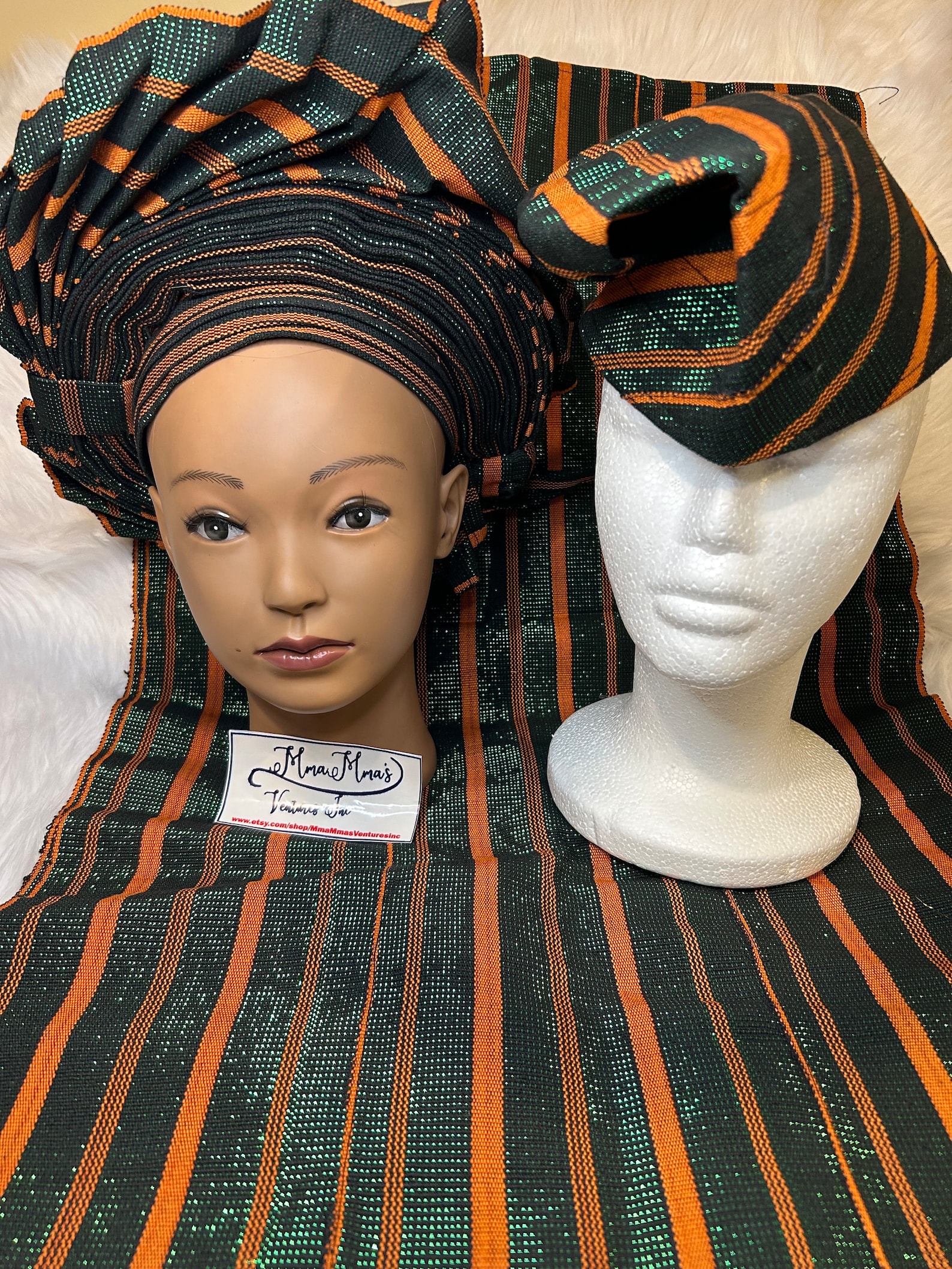 Aso Oke Nigerian Auto Gele Complete Couple Bridal Set, Nigeria Wedding ...