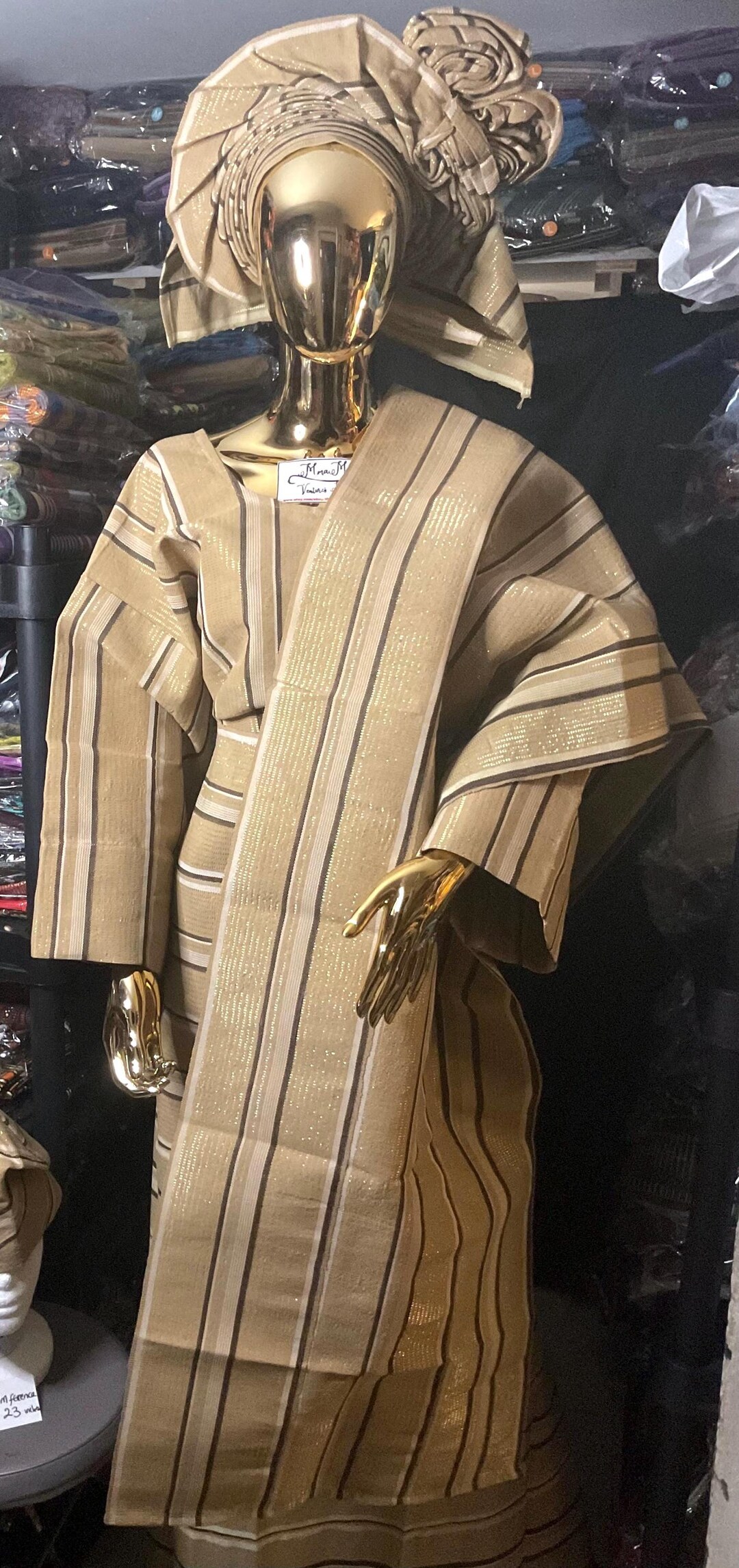 Aso Oke Women's 5-piece Set: Vintage Etu, Handwoven Aso-ofi. Medium ...