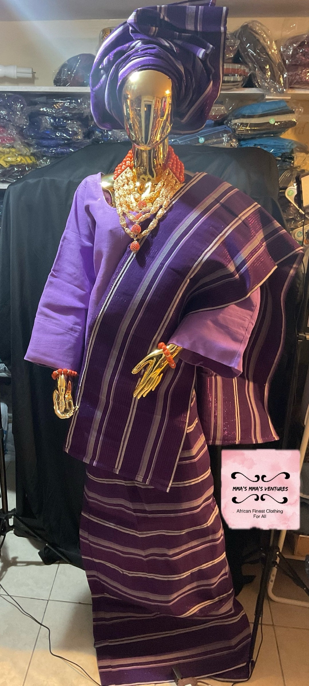 Aso Oke Women's 5-piece Set: Vintage Etu Bridal Outfit - Etsy