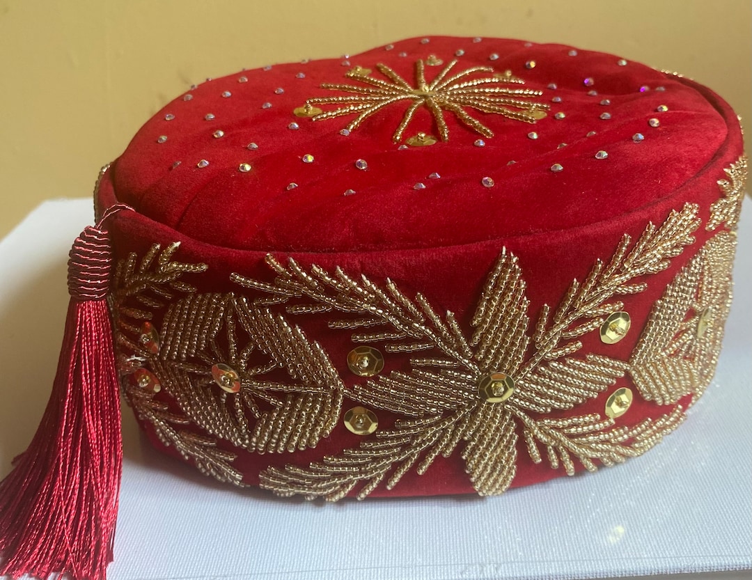 Beaded Ozo Cap Velvet/suede Igbo Cap, Nigerian Men Hat, African Men Hat ...