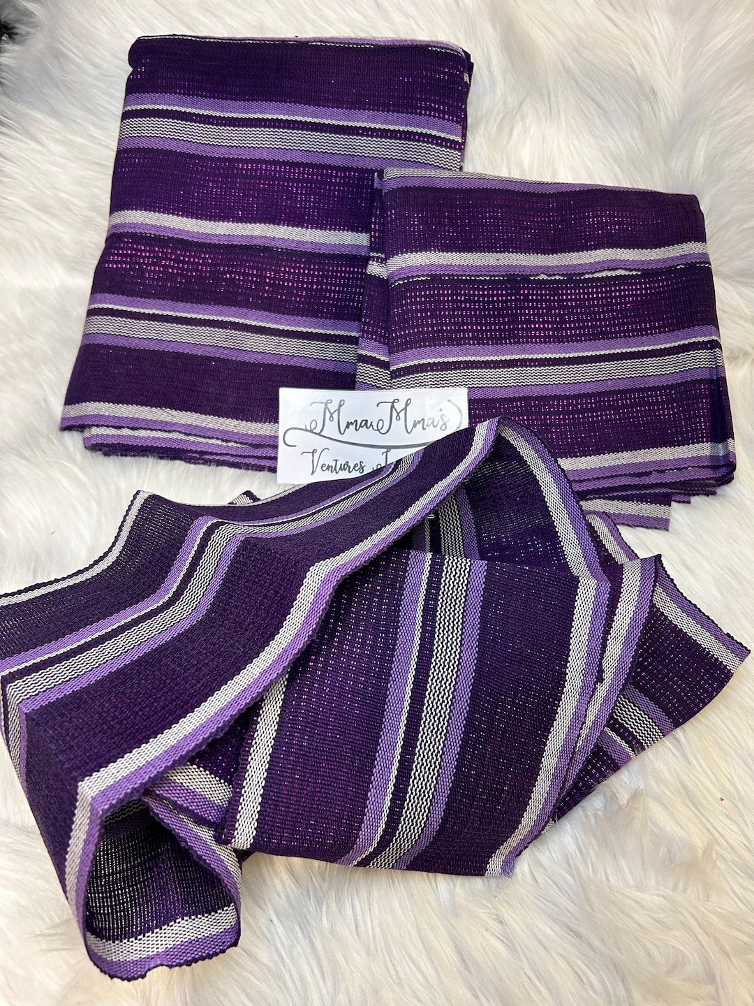Purple Aso Oke Set: Bridal Headtie, Shoulder Wrap & Fila Strip - Etsy
