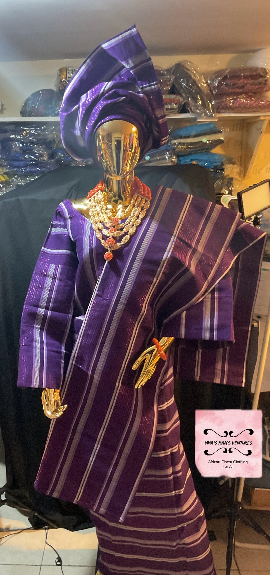 Aso Oke Complete Women 5-piece Set. Aso-ofi, Bride, Groom, Mother ...