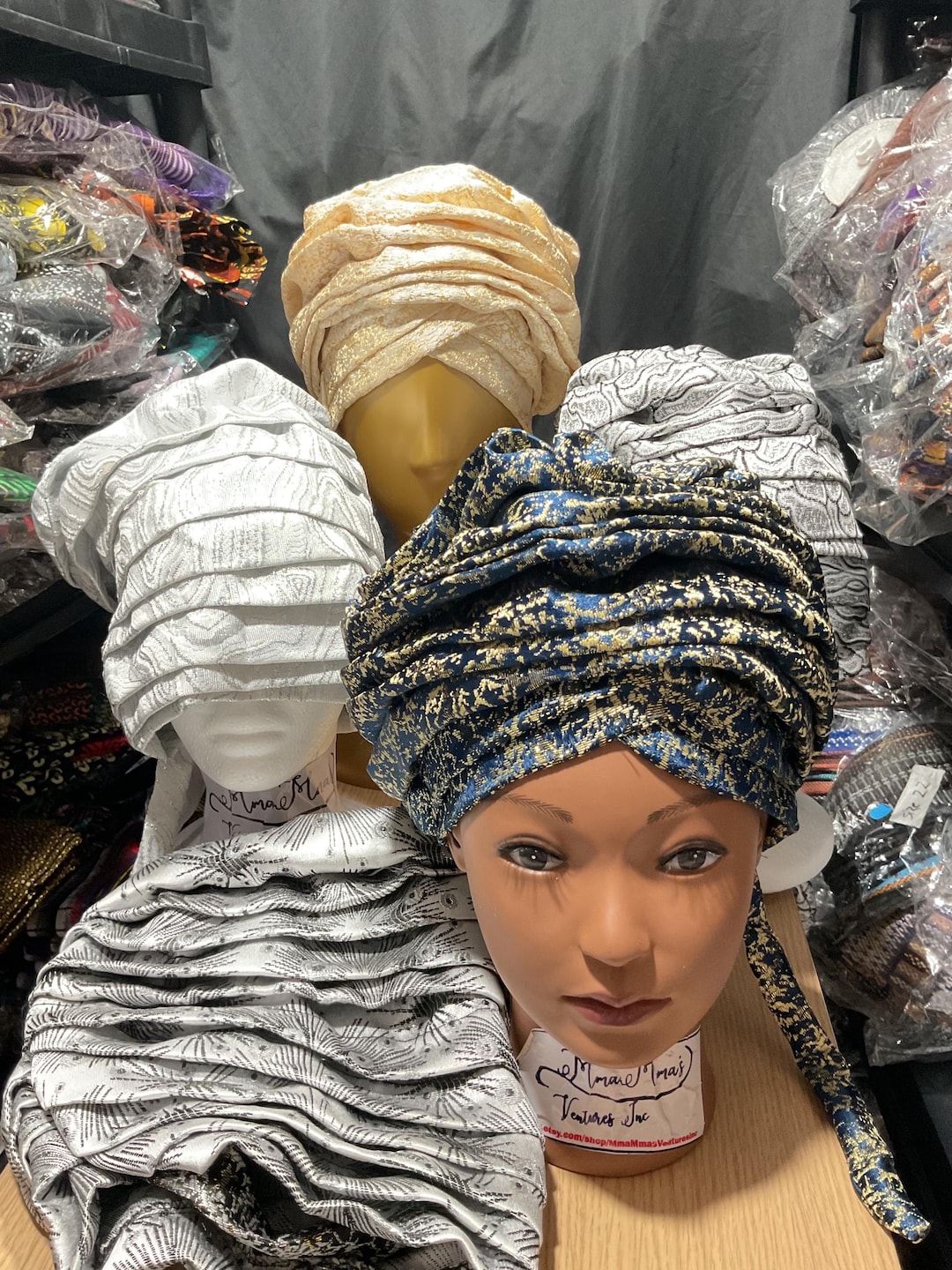 Damask Turban Scarf: Pre-tied Head Wrap Head Wear Women Fashion African ...
