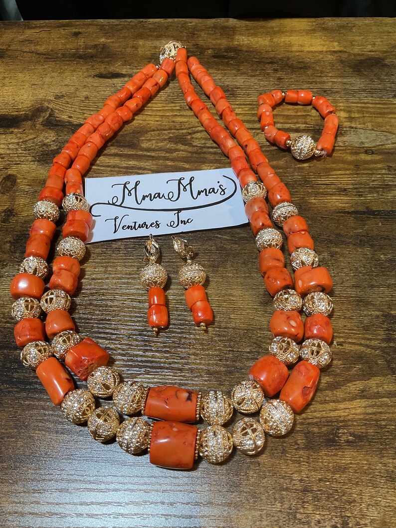 Coral Beads, Original LONG Coral Beads Women. Nigerian Bridal ...