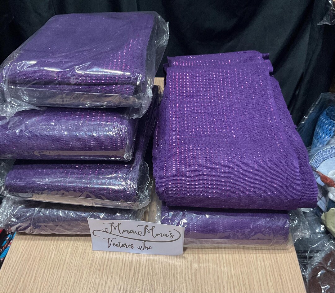 Metallic Purple Aso Oke Fabric Bundle: Nigerian Woven Strips - Etsy