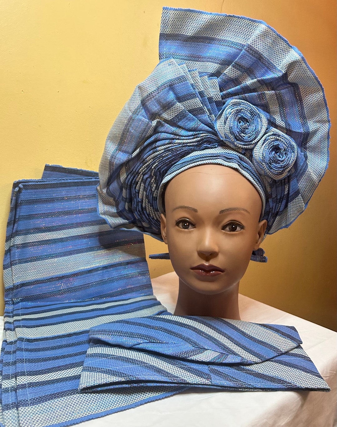 Aso Oke Nigeria Auto Gele Complete Couple Auto Gele Bridal Set, SET ...