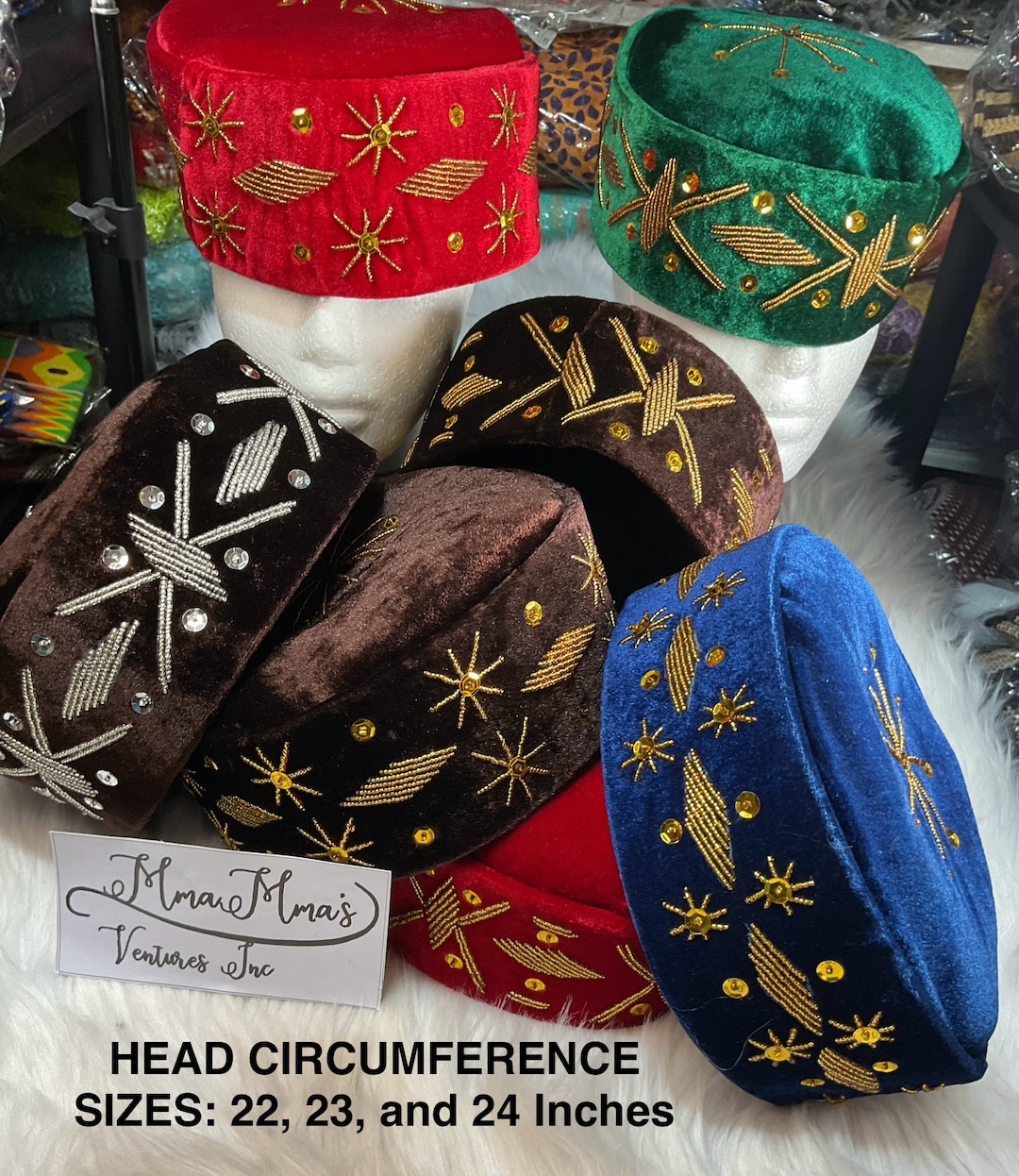 Beaded Velvet Igbo Ozo Cap: Nigerian Mens Hat - Etsy