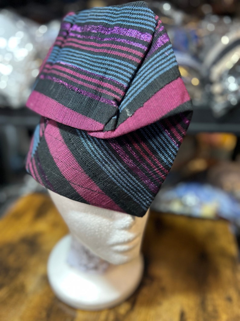 Aso Oke Fila Hat: Nigerian Yoruba Owambe Cap, Lined Cotton Fabric - Etsy
