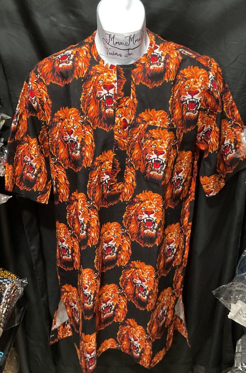 BLACK Velvet Isi Agu Tiger Head Shirt: Igbo Chieftaincy Outfit. - Etsy