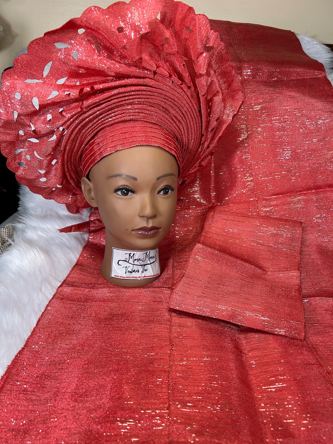 Laser Cut Aso Oke Set: Bridal Auto Gele, Ipele, Fila Strip - Etsy