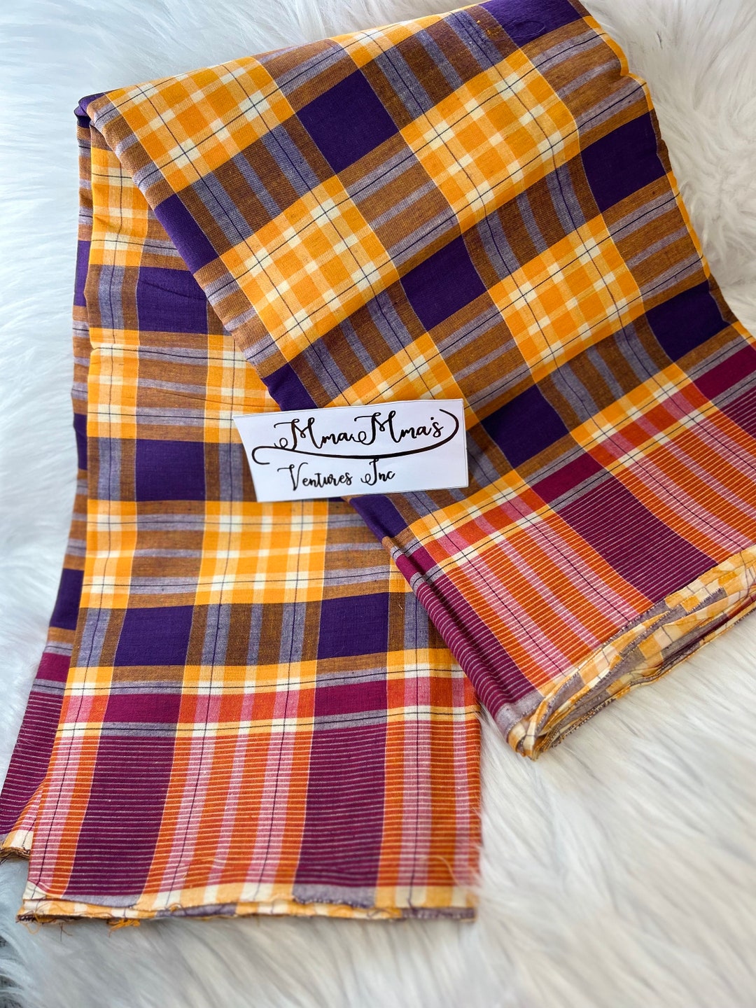 Orange Plaid George Fabric: Nigerian Lace Wrapper, 8 Yards - Etsy