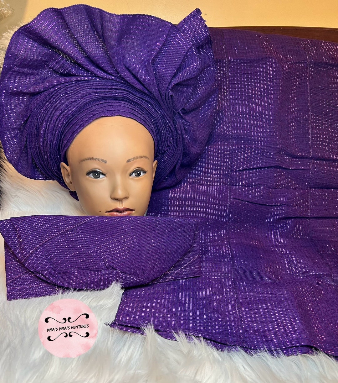 Purple Aso Oke Auto Gele Complete Set: Nigerian Wedding Headwear - Etsy
