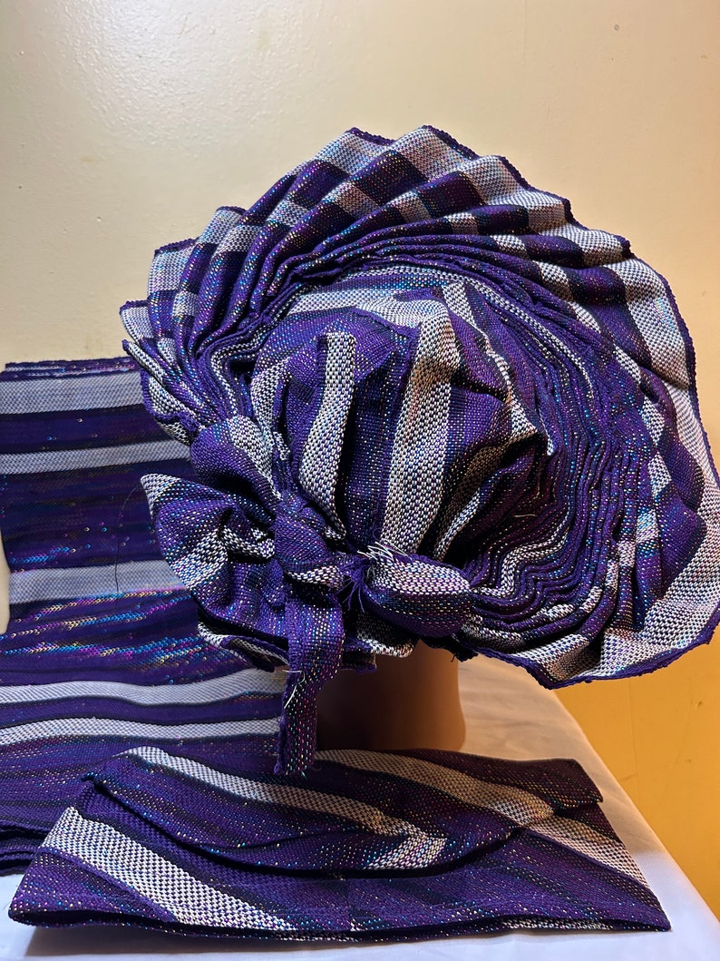 Purple Aso Oke Auto Gele Complete Bridal Set: Nigerian Wedding Headwear ...