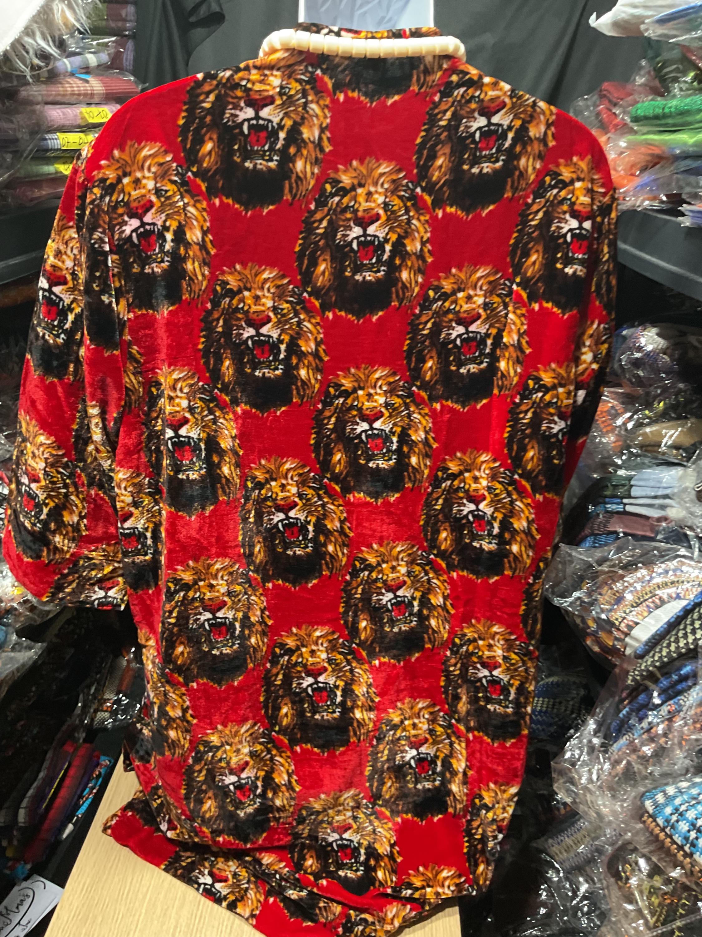 RED/ORANGE Velvet Isi Agu Shirt: Igbo Tiger Head Outfit - Etsy