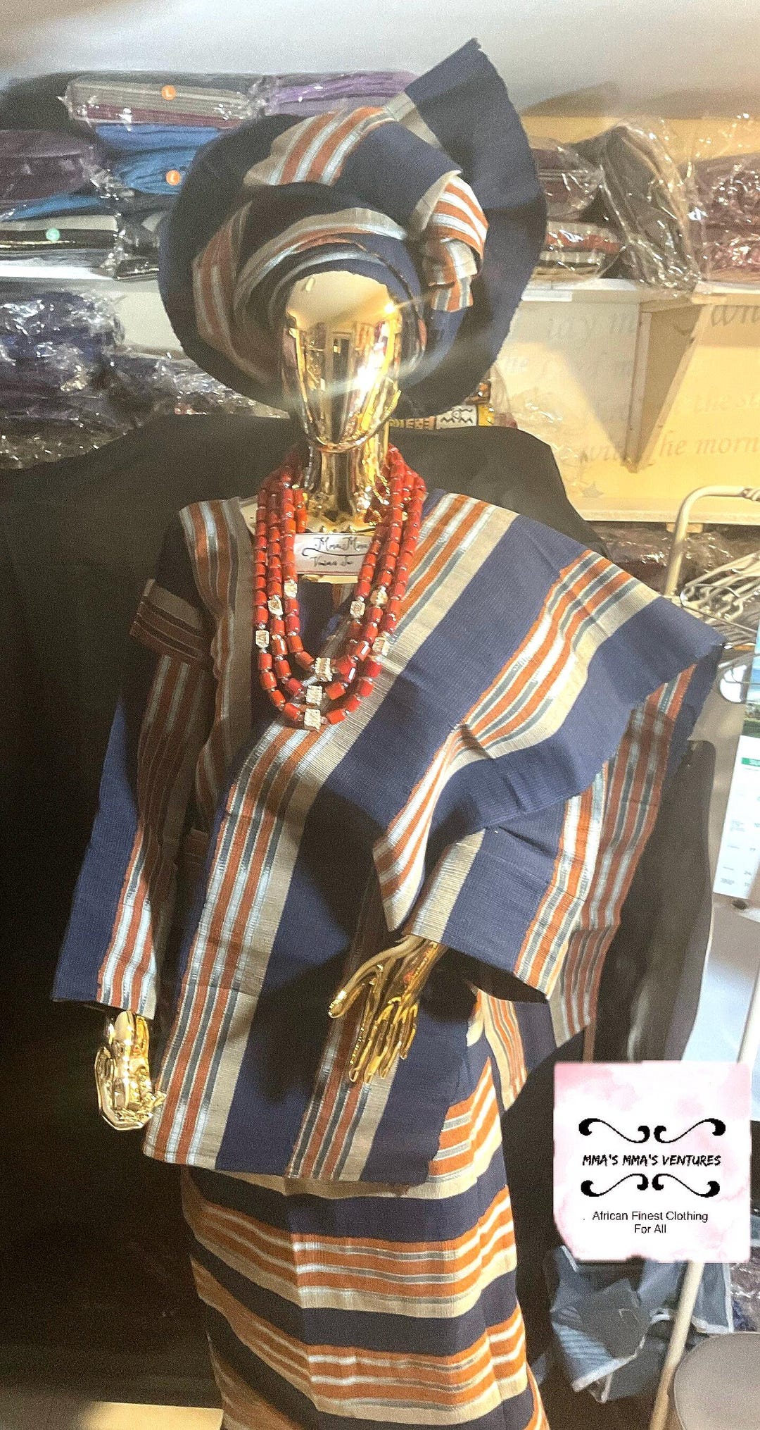 Aso Oke 5-piece Set: Vintage Etu, Bridal Aso-ofi, Large Size - Etsy