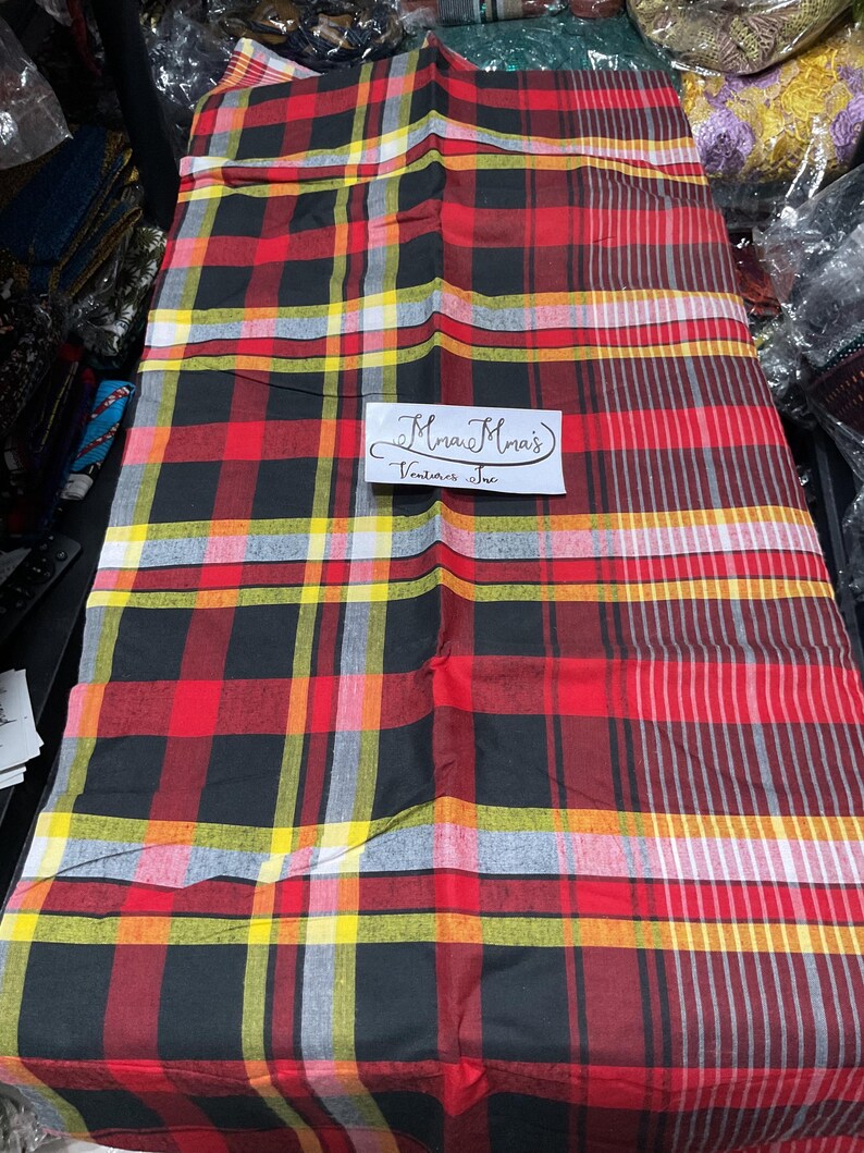African George Fabric Wrappers, Red Black Plaid Print, 6 Yards - Etsy