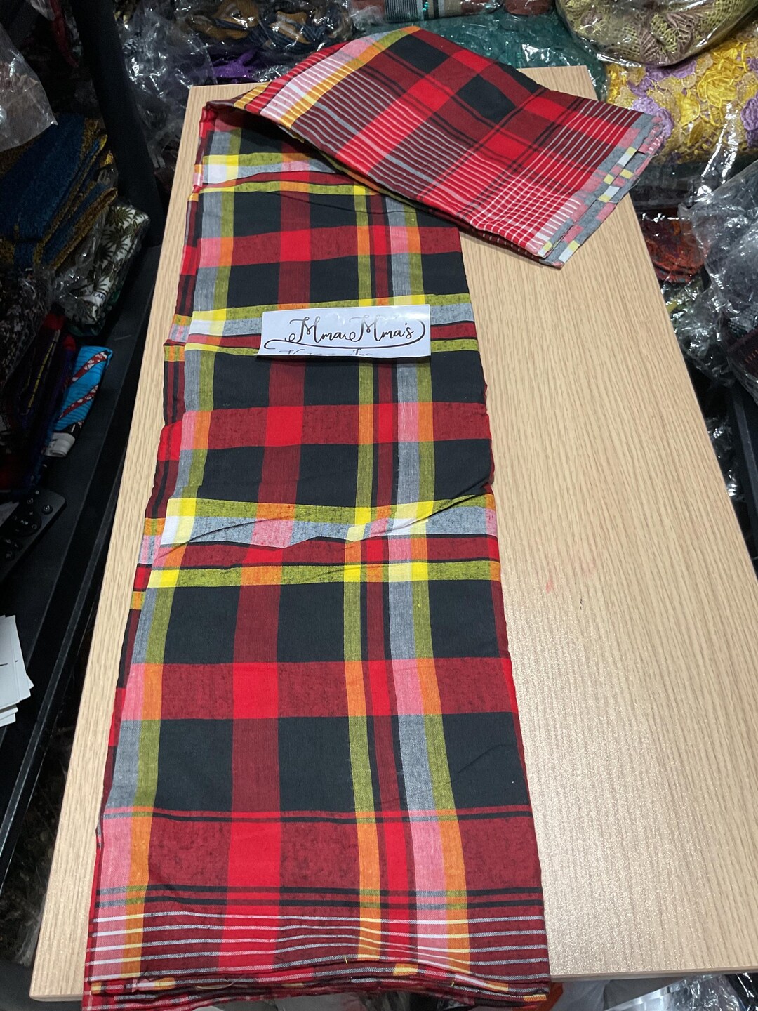 African George Fabric Wrappers, Red Black Plaid Print, 6 Yards - Etsy