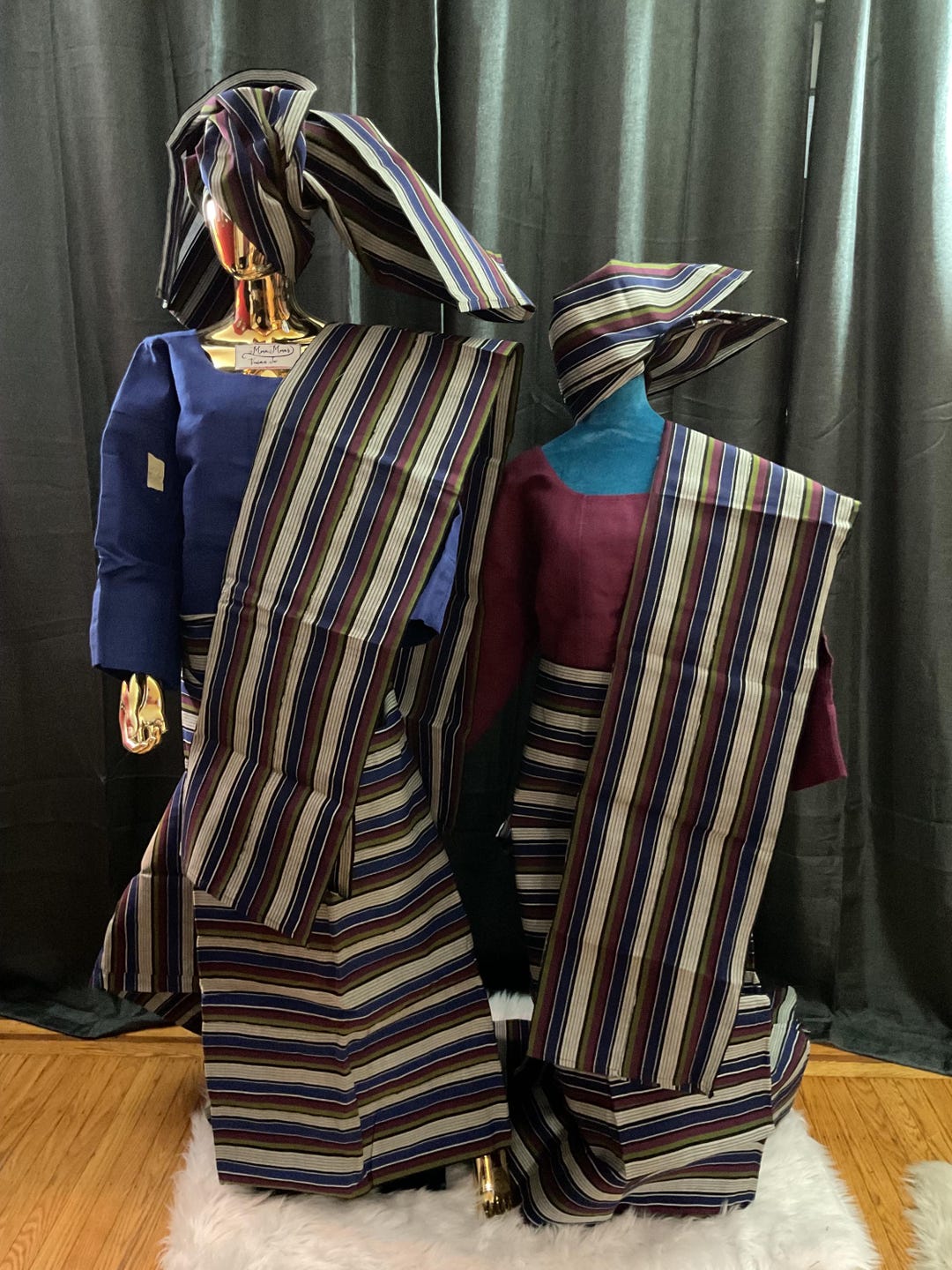 Vintage Striped Aso Oke Women's Set | 4-piece Etu Bridal Outfit - Etsy