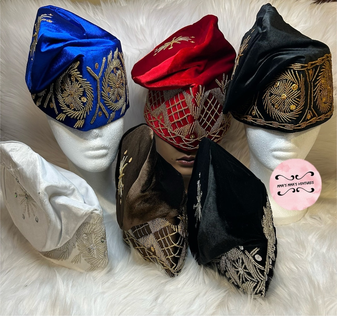 Beaded Ozo Cap Velvet/suede Igbo Cap, Nigerian Men Hat, African Men Hat ...