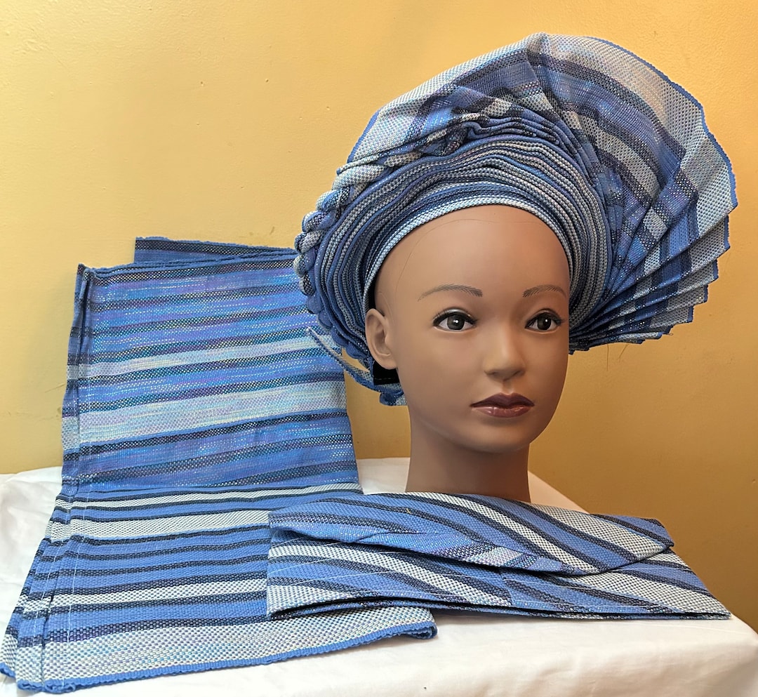 Aso Oke Nigeria Auto Gele Complete Couple Auto Gele Bridal Set, Wedding ...