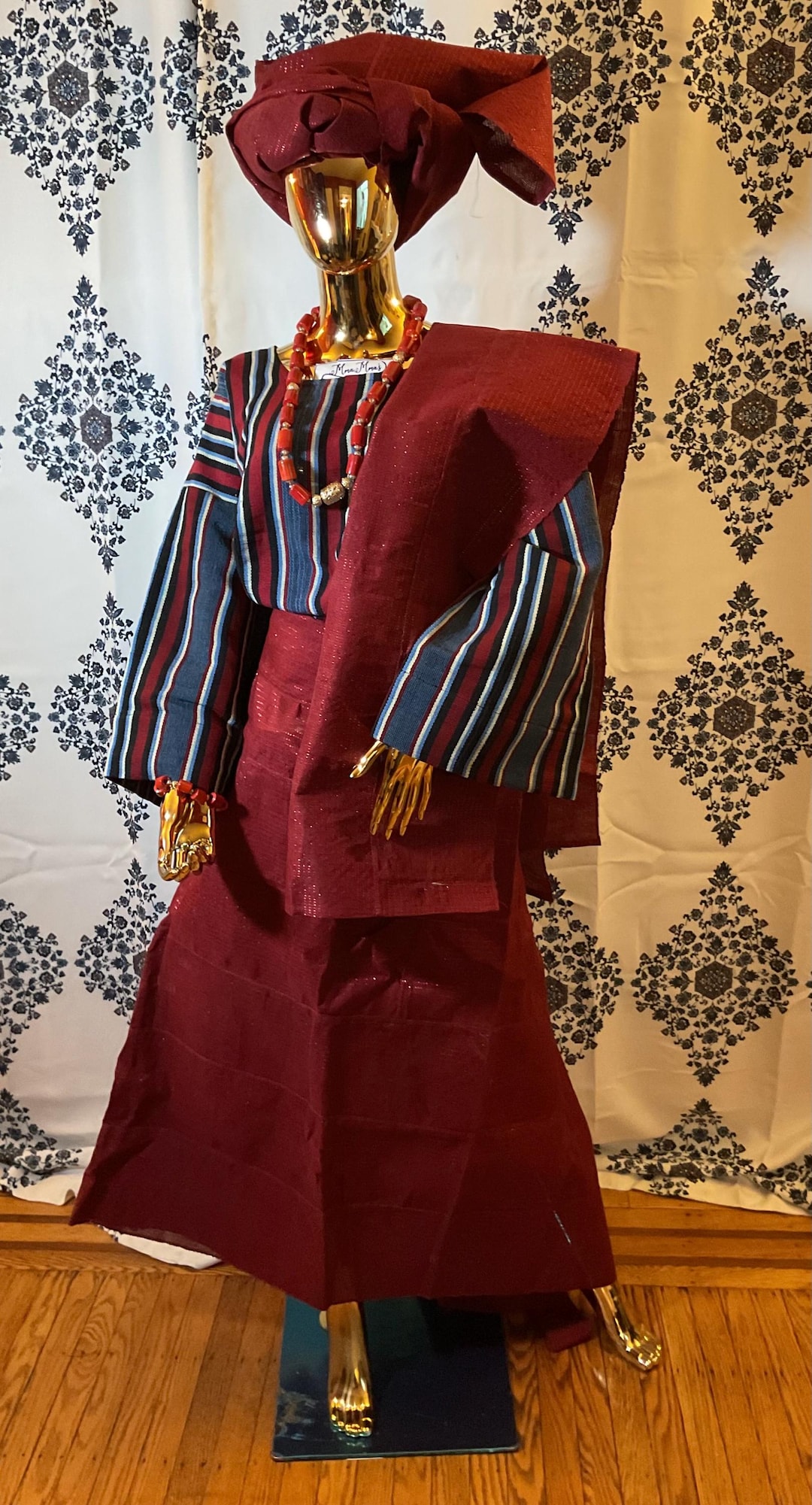 Vintage Etu Aso Oke, 4-piece Set, Bridal, Iro Buba Gele Ipele. Large ...