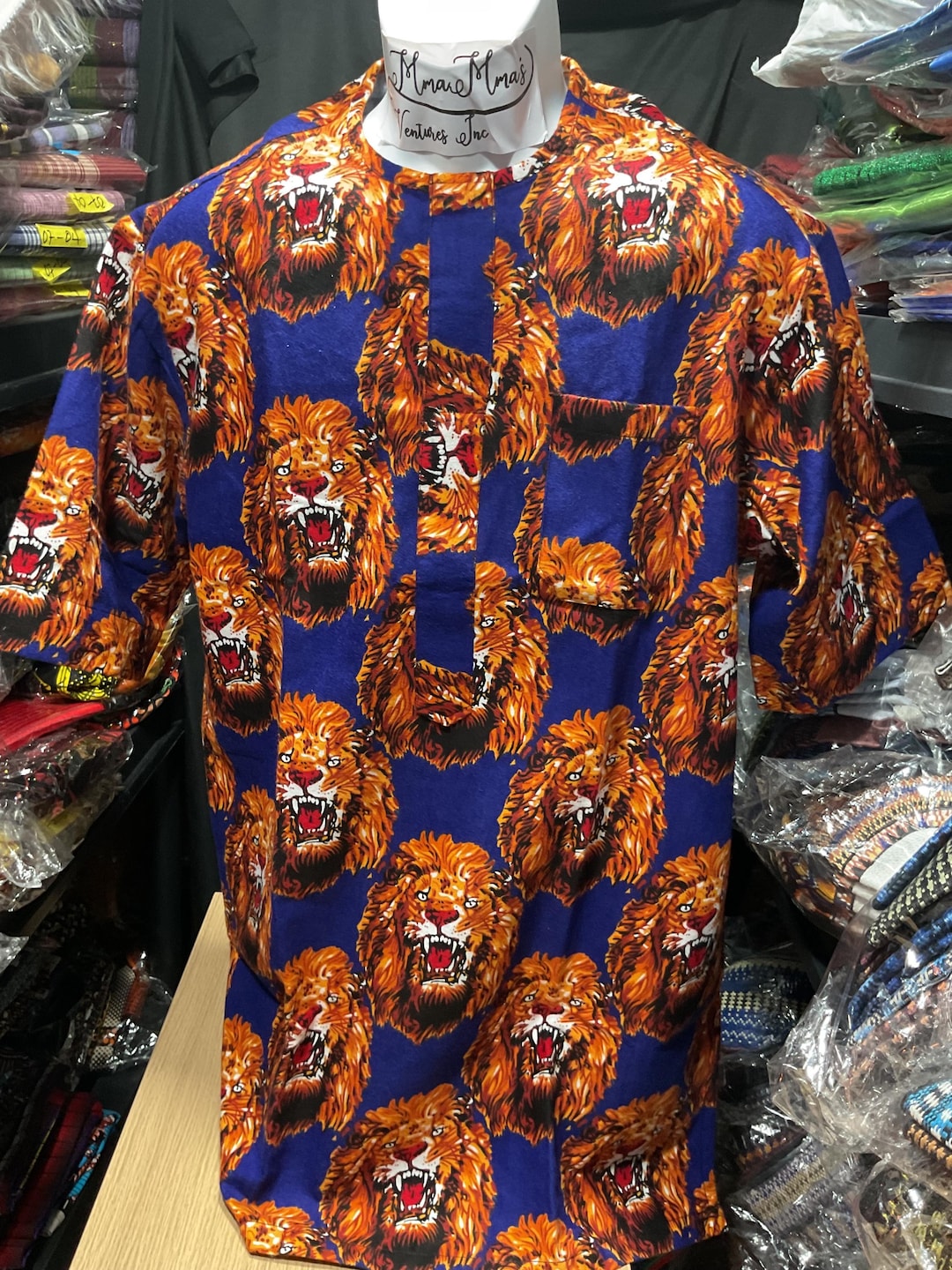 Blue Velvet Isi Agu Shirt: Tiger Head Igbo Menswear - Etsy