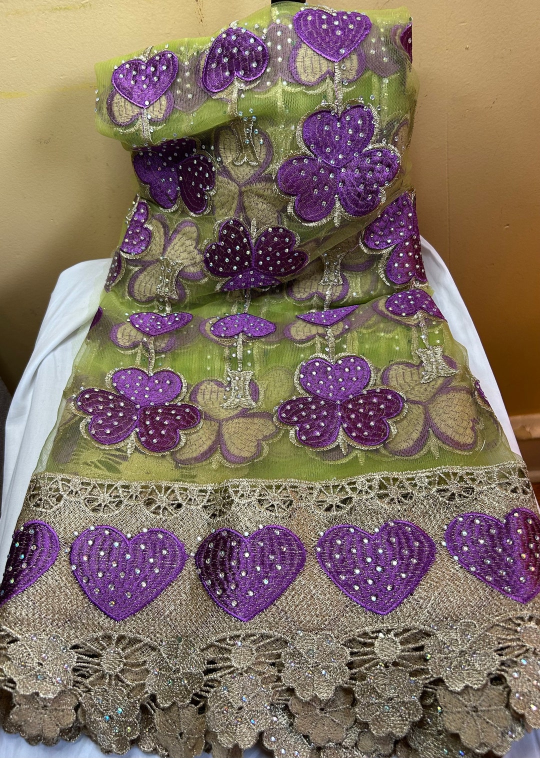 Sequin French Net Lace Fabric: Rhinestone Tulle, African Wedding ...